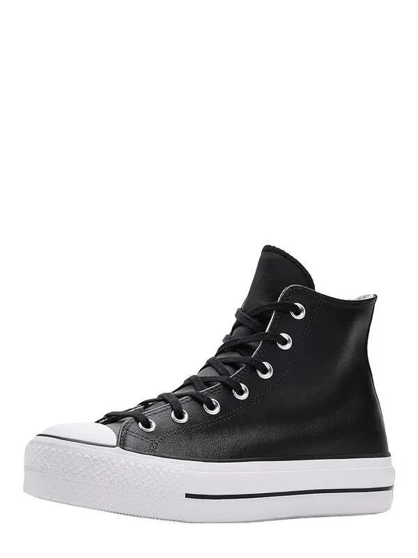 CONVERSE Chuck Taylor All Star High Top Platform Leather Lace-up Sneakers - Black