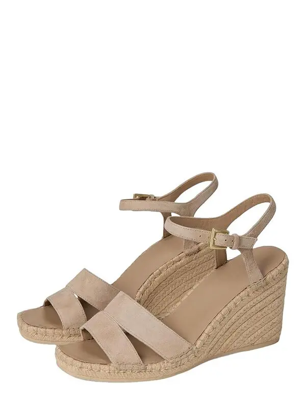 Vince Gwen Suede Espadrille Wedge Sandals - Taupe