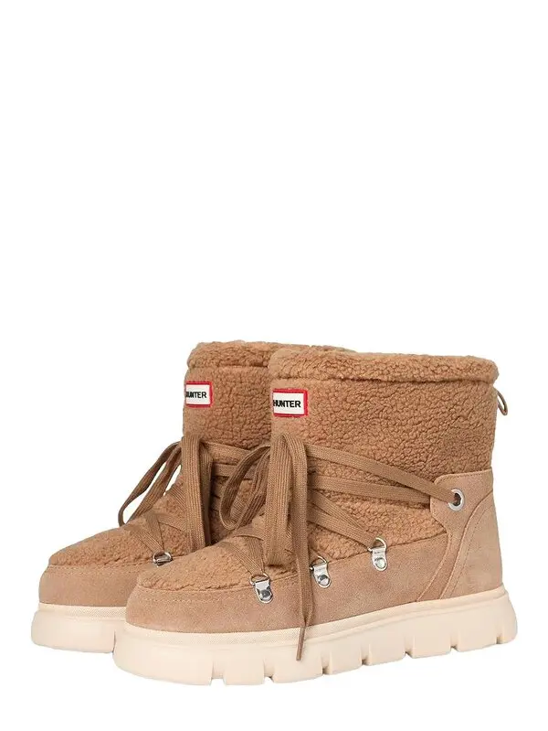 Hunter Moriah Faux Fur Suede Mid Calf Boots - Beige