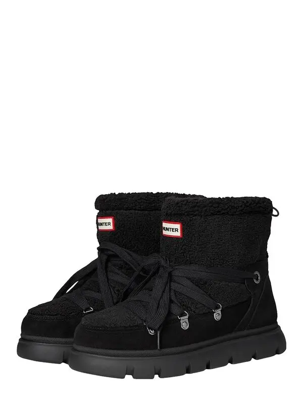Hunter Moriah Faux Fur Suede Mid Calf Boots - Black
