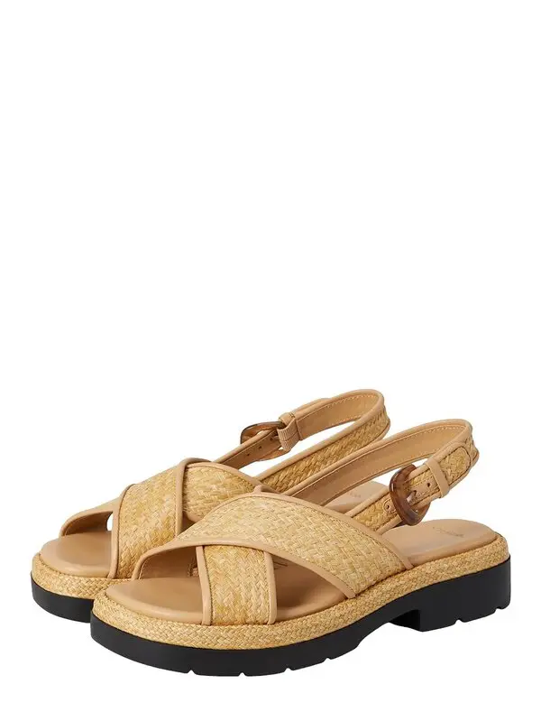 Vince Helena Raffia Slingback Wedge Sandals - Beige