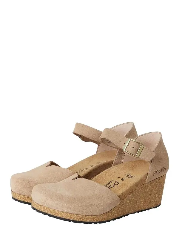 BIRKENSTOCK Papillio Mary Wedge Sandal Suede - Beige