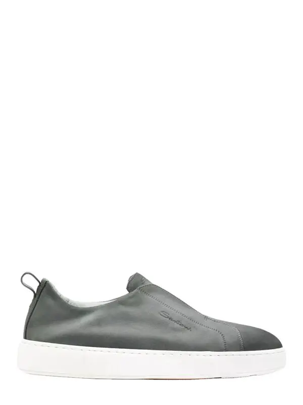 Santoni Leather Slip-on Sneakers - Grey