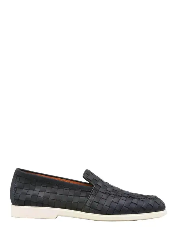Santoni Woven Leather Loafers - Blue