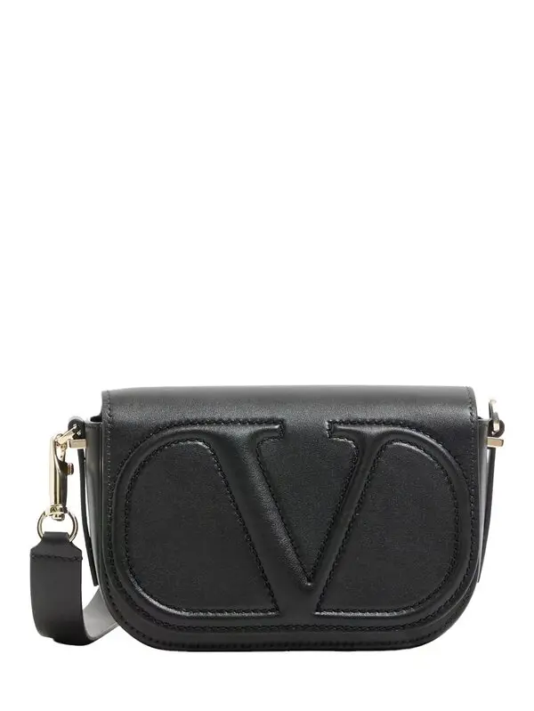 Valentino Garavani Vlogo Walk Small Shoulder Bag In Calfskin - Black