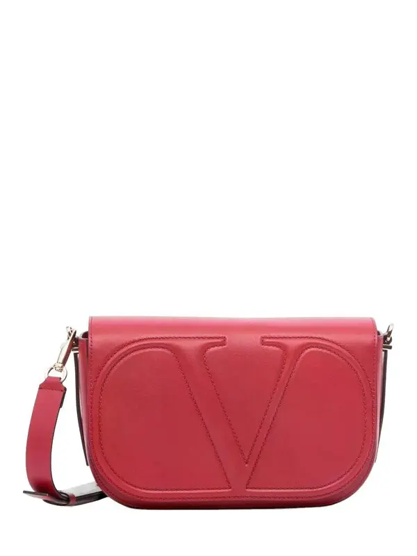 Valentino Garavani Vlogo Walk Calfskin Shoulder Bag - Red