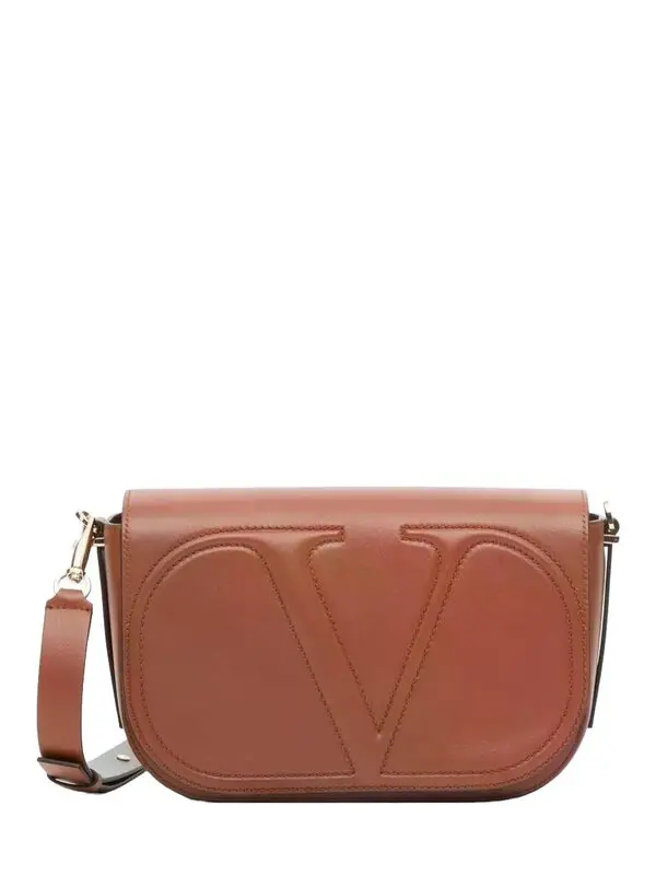 Valentino Garavani Vlogo Walk Calfskin Shoulder Bag - Brown