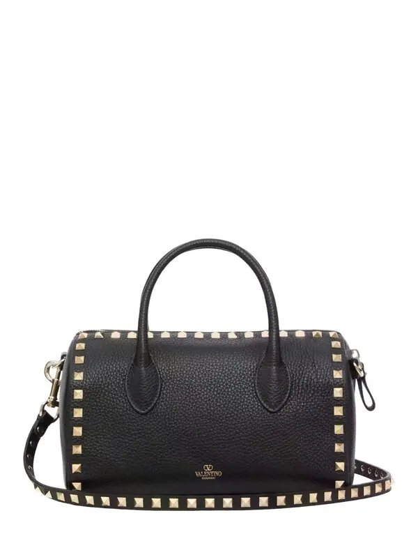 Valentino Garavani Rockstud Grainy Calfskin Handbag - Black