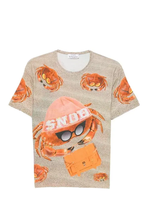 The Artistylist Crab Print Crewneck T-shirt - Neutrals