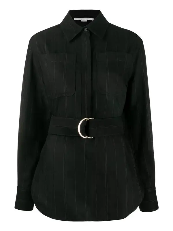 Stella McCartney Belted Striped Shirt - Black