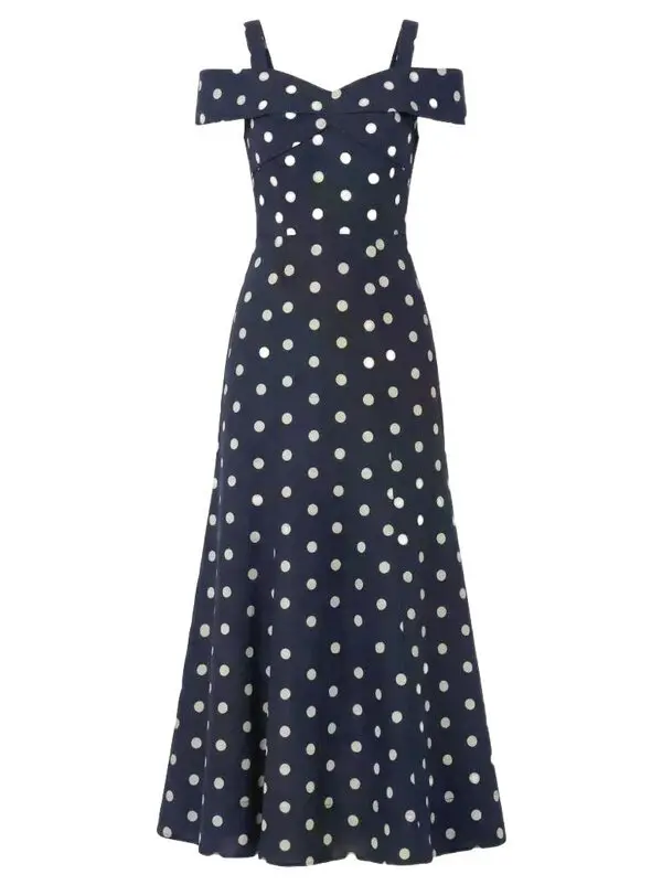 NICHOLAS Ivana Polka-dot Midi Dress - Blue