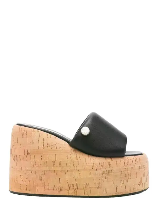 Attico Open Toe Padded Sandals - Black