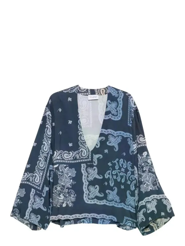 Attico Paisley V-neck Blouse - Blue