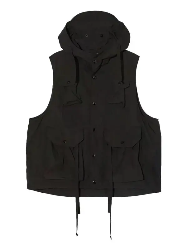 Engineered Garments Hooded Multi-pocket Field Vest - Black