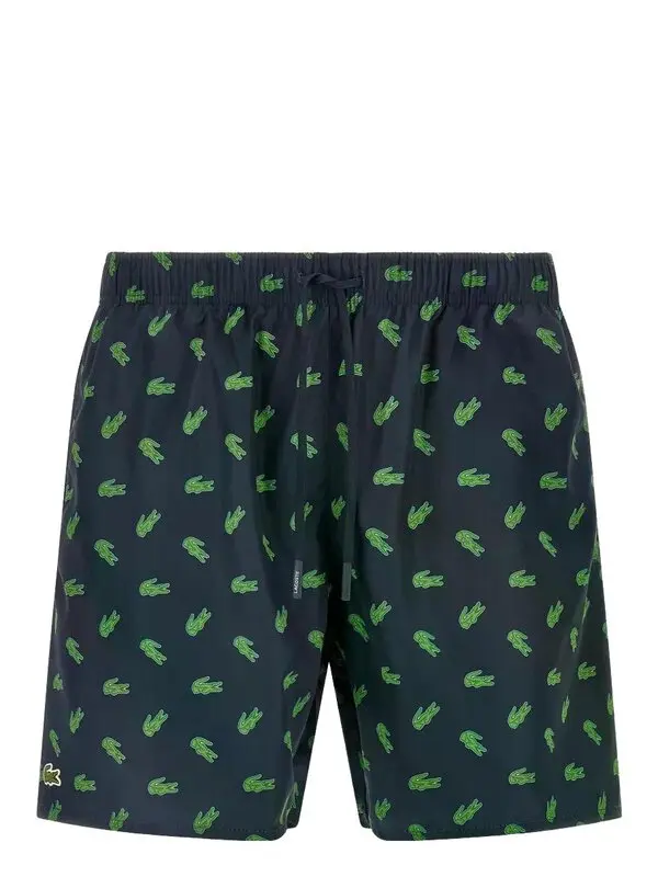 Lacoste Crocodile Print Swim Shorts - Blue