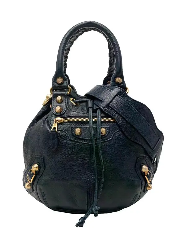 Balenciaga Mini Lambskin Motocross Giant 12 Pompon Bag Satchel - Blue