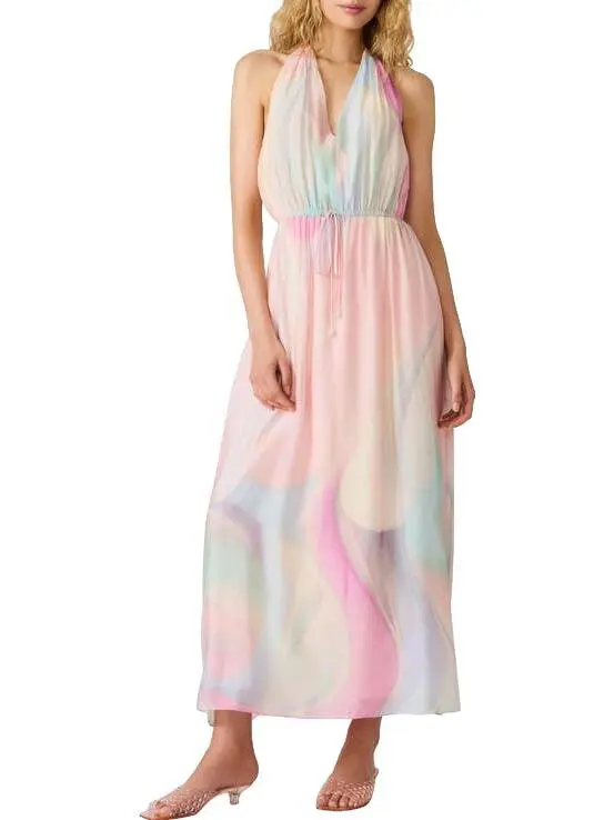 Steve Madden Crawford Halterneck Printed Maxi Dress - Pastel Multi