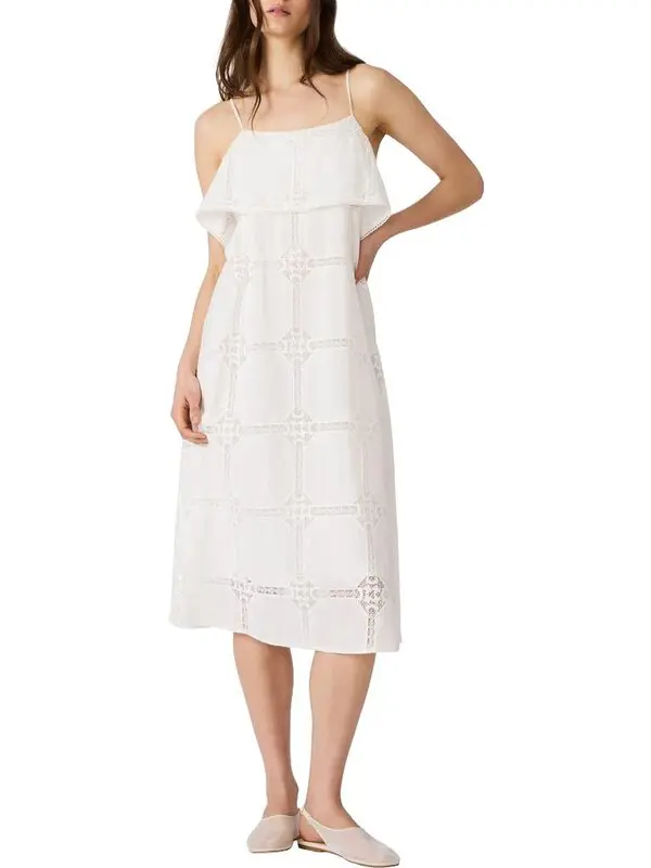 Steve Madden Flavia Lace Trim Midi Dress - Antique