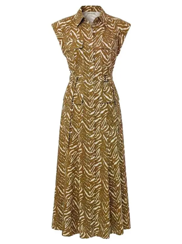 NICHOLAS Romina Zebra-print Midi Dress - Brown