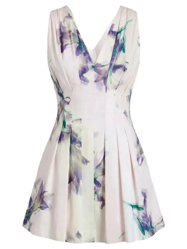 NICHOLAS Elvira Floral-print V-neck Mini Dress - Pink