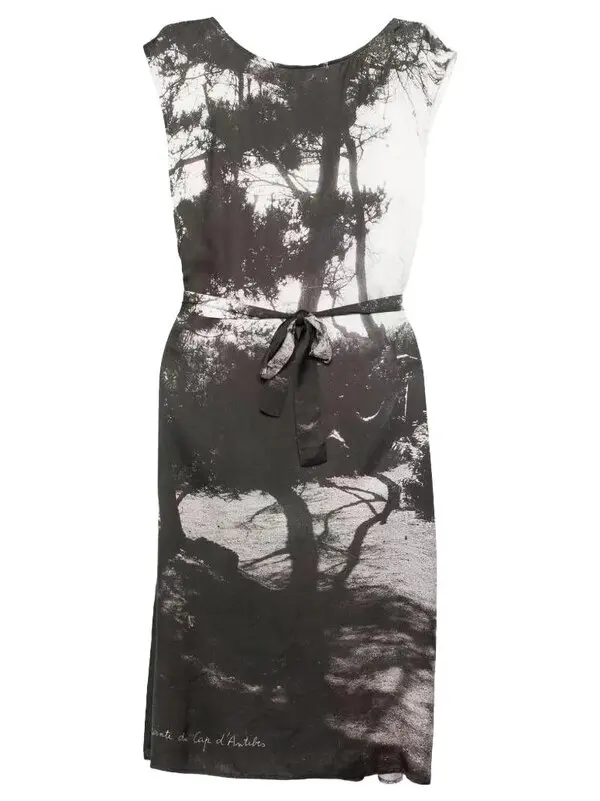 AGNES B. Tree Print Midi Dress - Black