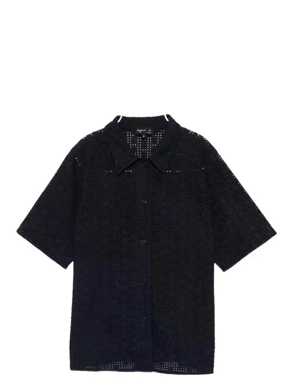 AGNES B. Geometric Motif Shirt - Blue