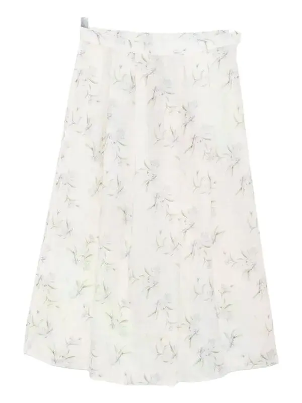 AGNES B. Ginette Floral Print Midi Skirt - Neutrals