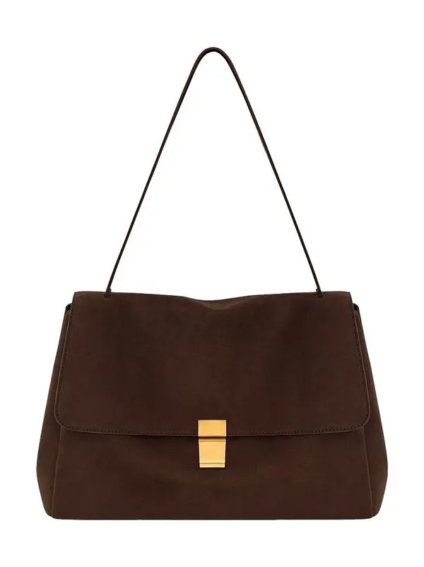 Jw Pei Hilary Faux Suede Shoulder Bag - Dark Brown