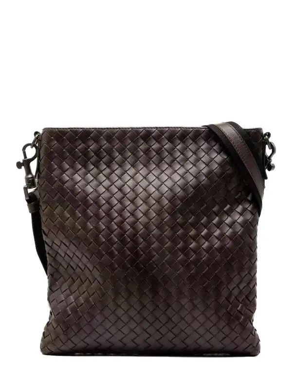 Bottega Veneta Woven Leather Crossbody Bag - Brown