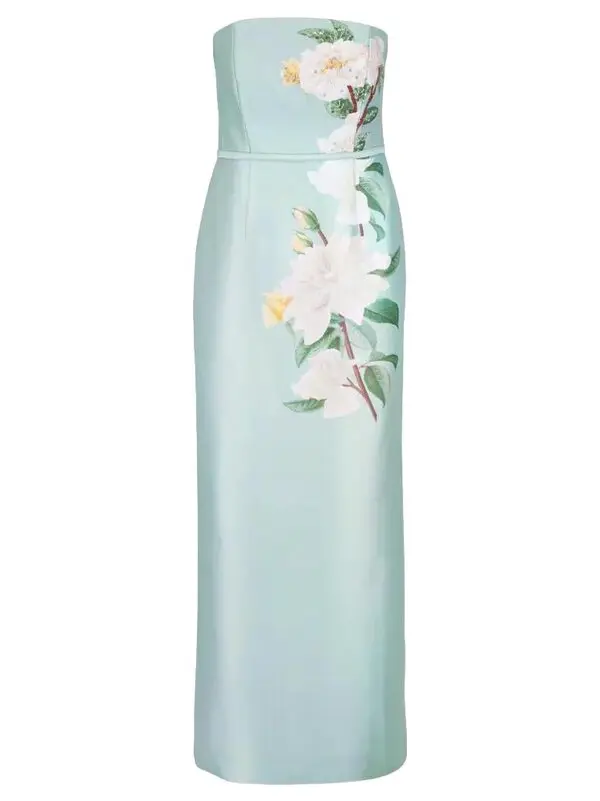 Sachin & Babi Strapless Floral Print Maxi Dress With Embellishments - Blue