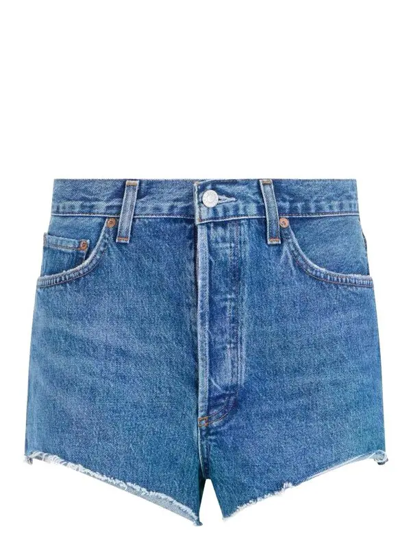 AGOLDE Ridley Frayed-edge Denim Shorts - Blue
