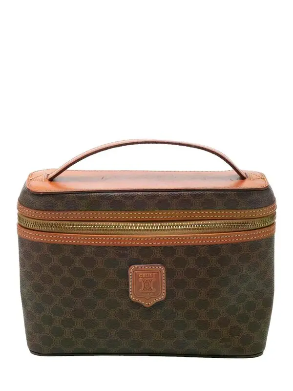 Celine 20th Century Macadam Coated Canvas Vanity Bag - Brown