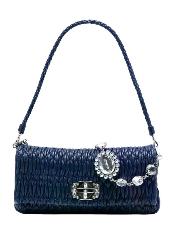 Miu Miu Matelassé Nappa Crystal Chain Satchel - Blue