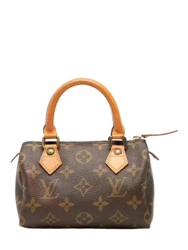 LOUIS VUITTON Monogram Canvas Mini Speedy Hl Satchel - Brown