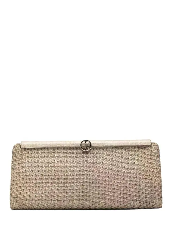 Gucci Woven Metallic Leather And Silk Clutch - Gold