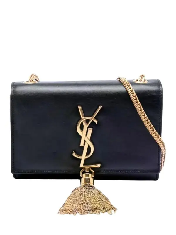 Saint Laurent Small Leather Monogram Kate Tassel Crossbody Bag - Black