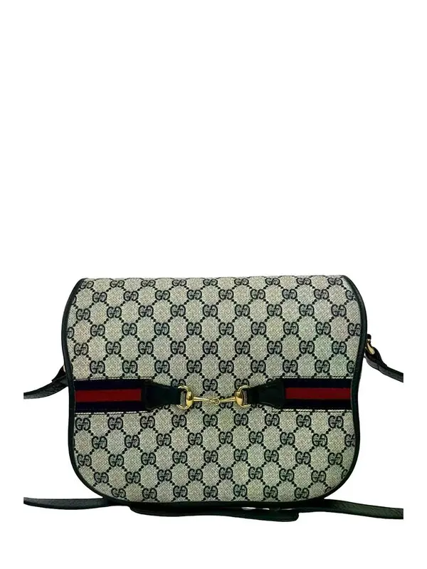 Gucci Gg Supreme Horsebit Web Crossbody Bag - Neutrals