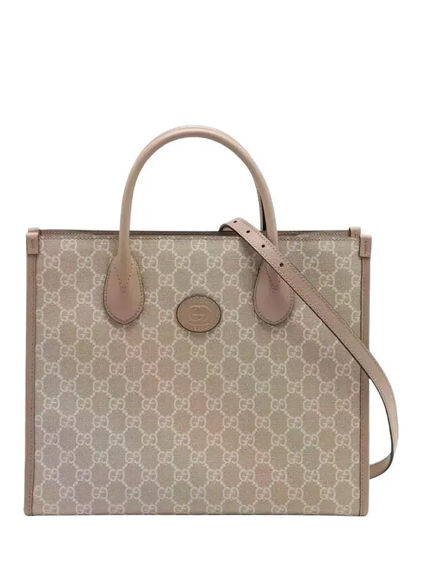 Gucci Gg Supreme Interlocking G Tote Satchel - Neutrals