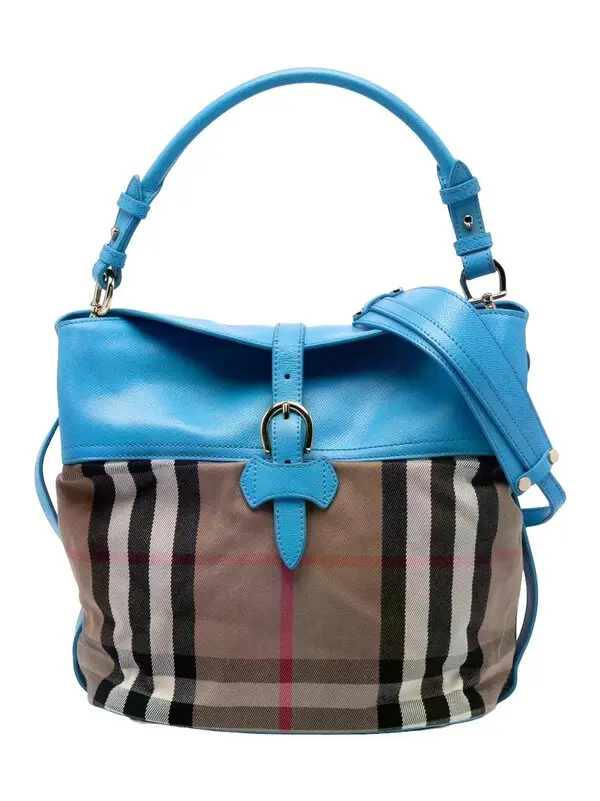 Burberry Mega Check Canvas And Leather Sycamore Hobo Satchel - Brown