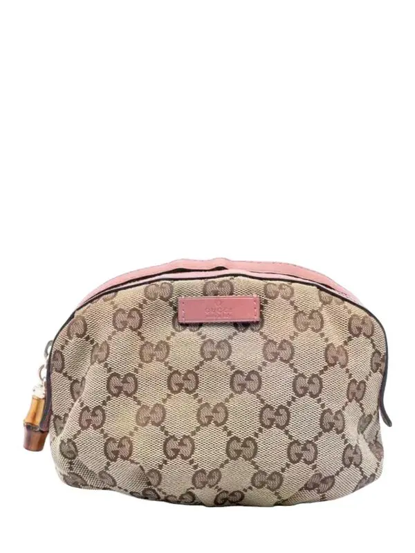 Gucci Gg Canvas Bamboo Clutch Bag - Neutrals