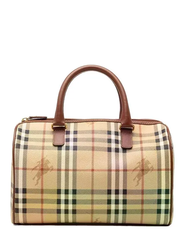 Burberry Haymarket Check Coated Canvas Boston Bag - Neutrals