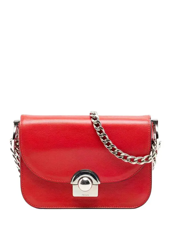 Prada Glace Calf Arcade Crossbody Bag - Red