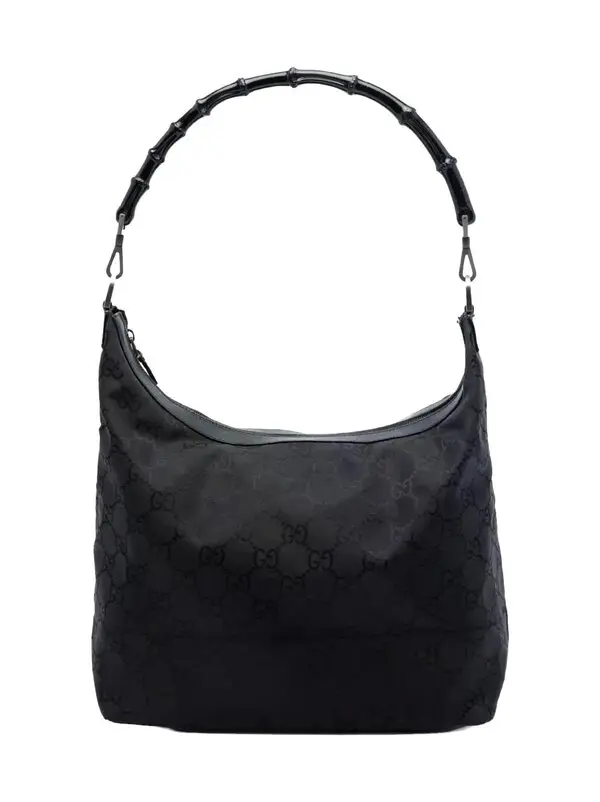 Gucci Gg Nylon Bamboo Shoulder Bag - Black