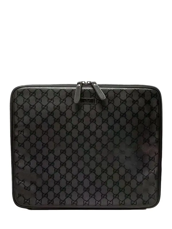 Gucci Gg Imprimé Laptop Case Clutch Bag - Black