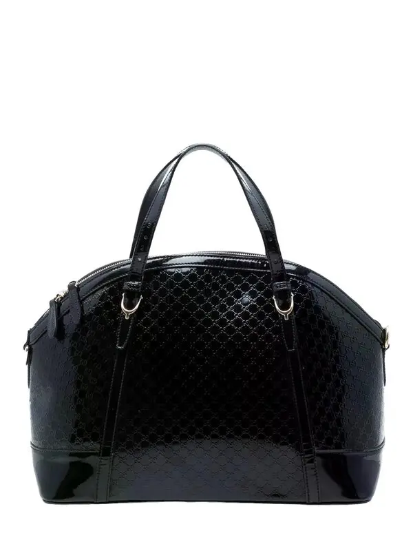Gucci Patent Leather Microssima Dome Satchel - Black