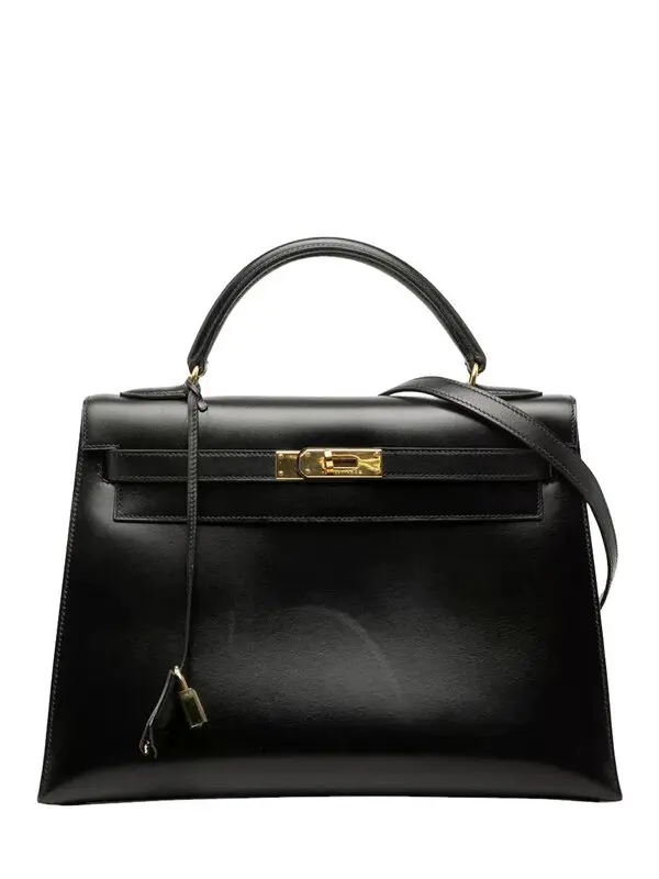Hermès 1994 Box Calf Kelly Sellier 32 Satchel - Black