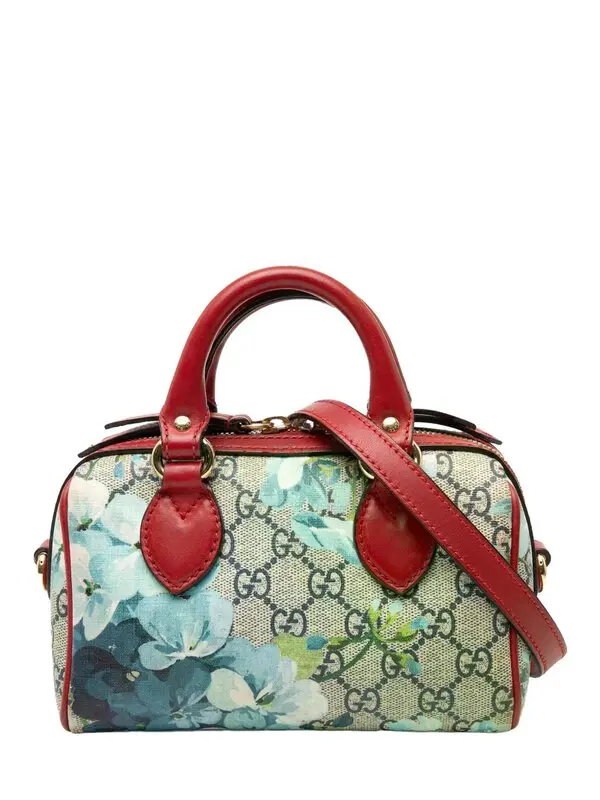 Gucci Mini Gg Supreme Blooms Boston Bag Satchel - Red