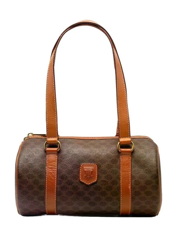 Celine 1995 Macadam Coated Canvas Shoulder Bag - Brown