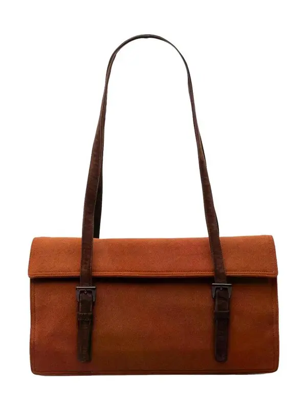Prada Scamosciato Trimmed Cotton Shoulder Bag - Brown