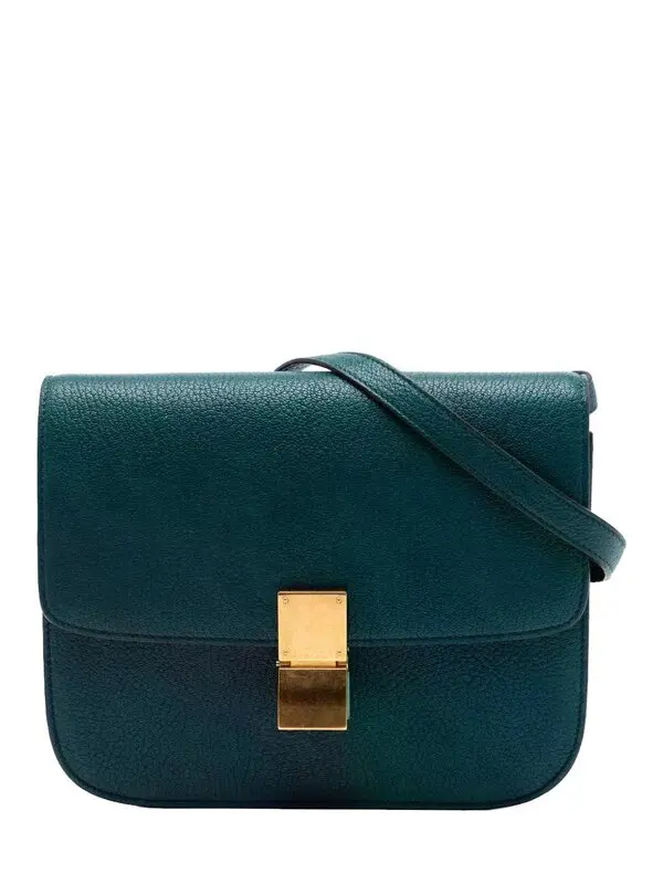 Celine Medium Goatskin Classic Box Crossbody Bag - Green